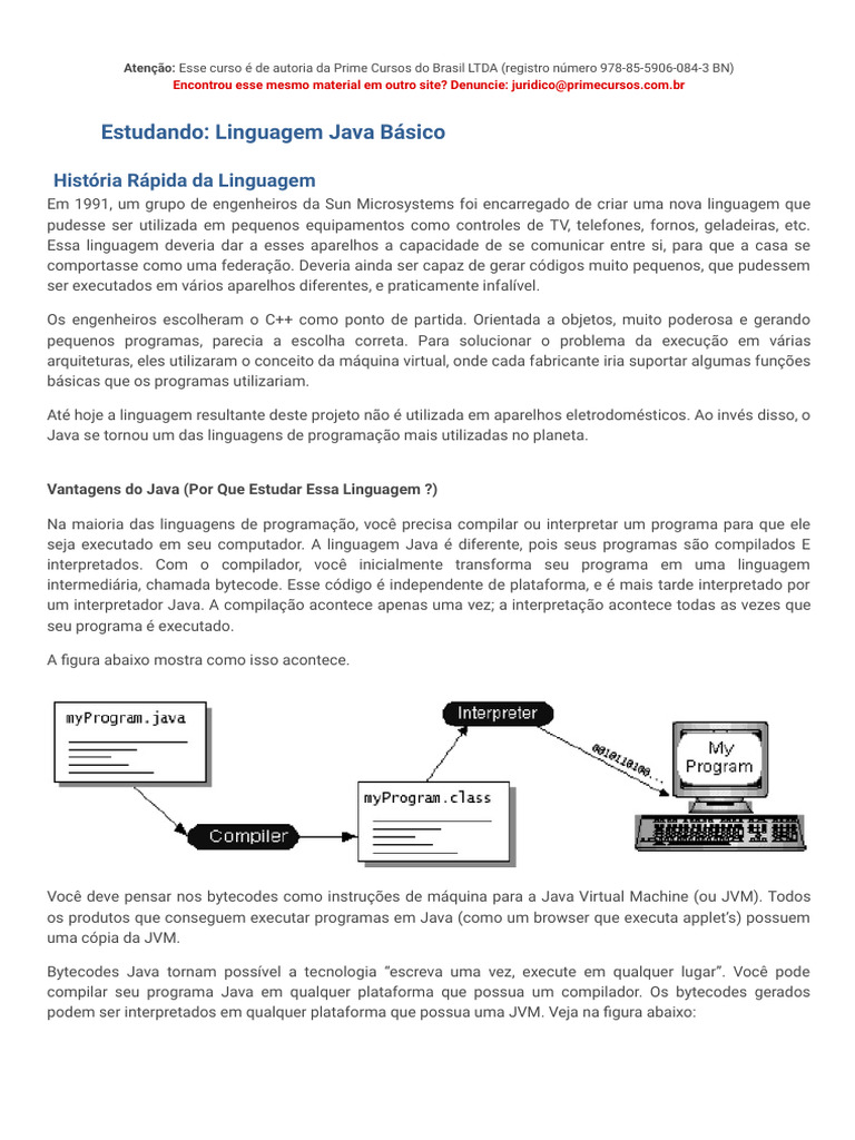 Estudando - Linguagem Java Básico - Prime Cursos | PDF | Computadores