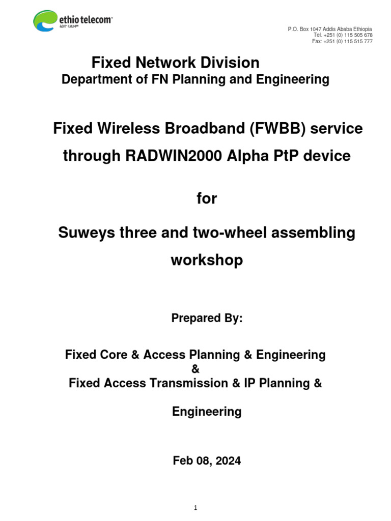 Fixed Wireless Broadband Service Proposal With PTP Wireless For Suweys ...