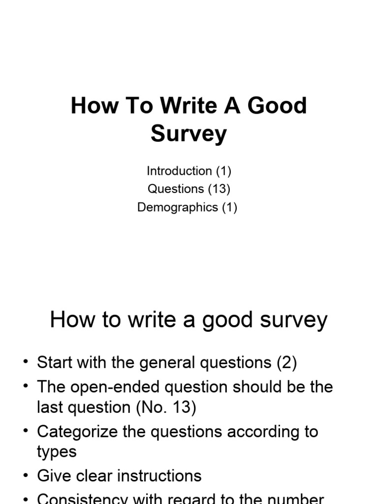 How To Write A Good Survey 2 | PDF | Questionnaire | Question
