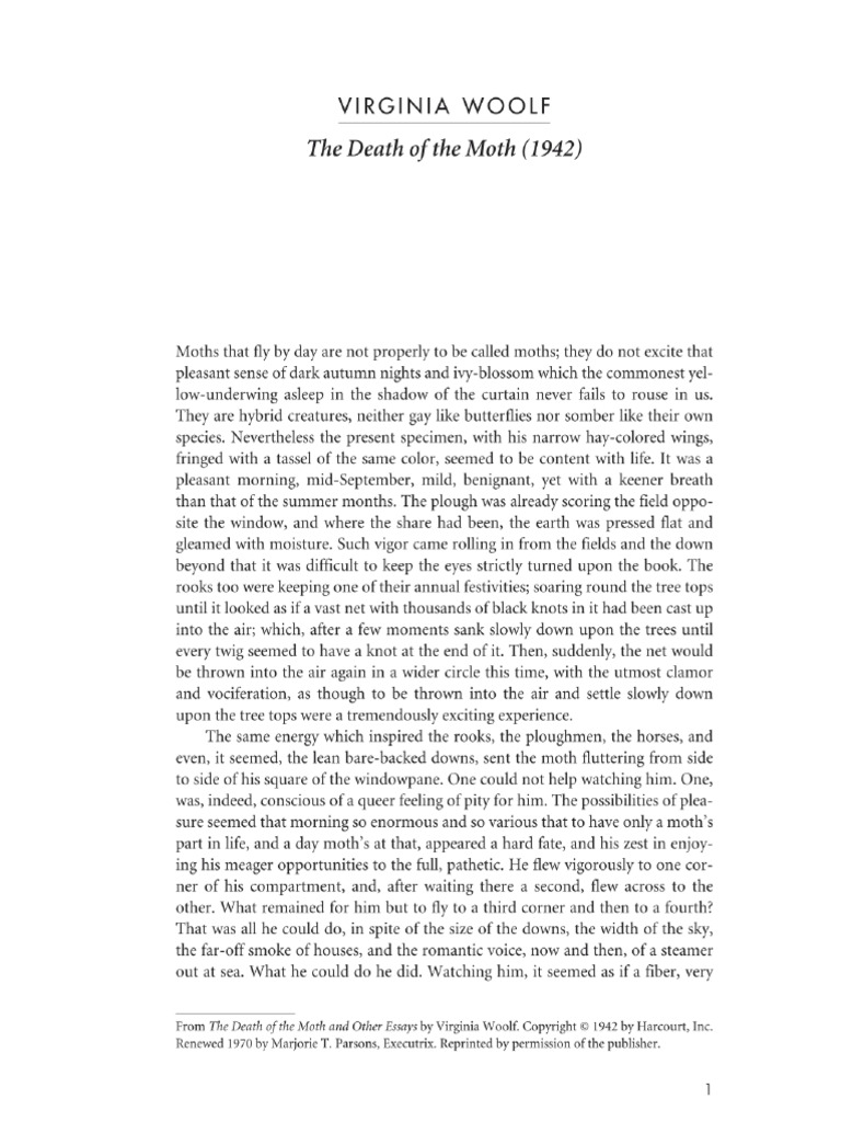 Virginia Woolf - The Death of The Moth (1942) | PDF