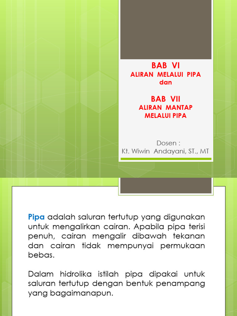 BAB VI Aliran Melalui Pipa | PDF