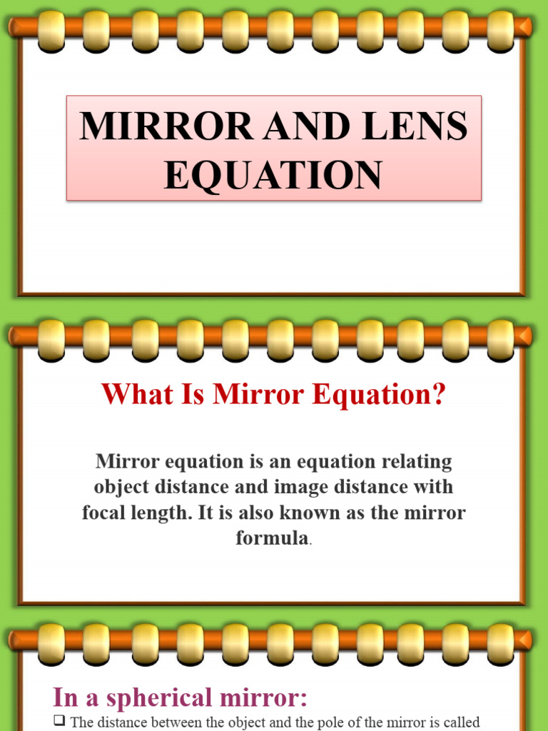 Q2 Mirror and Lens Equation 1 | PDF | Glass Applications | Equipment