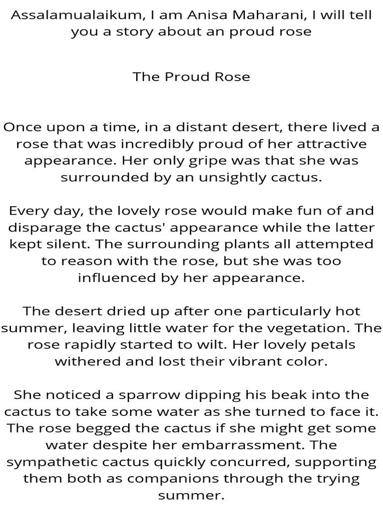 The Proud Rose Once Upon a Time, In a Distant Desert, There Lived a ...