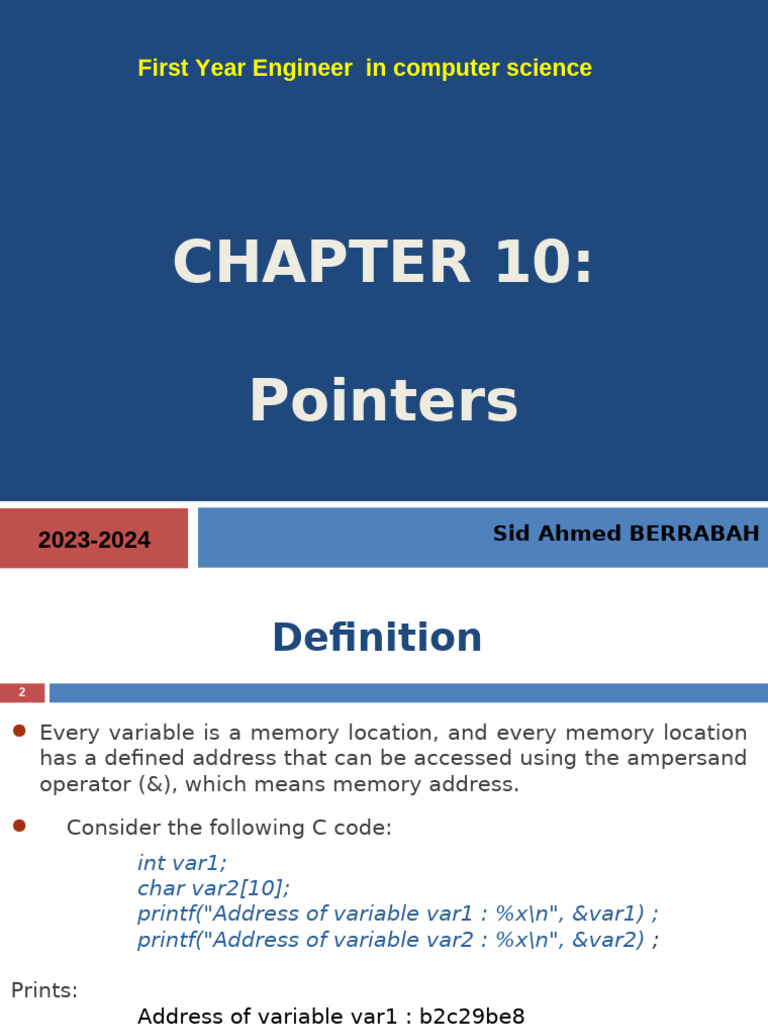 Chapter10 Pointers | PDF | Pointer (Computer Programming) | Computer Architecture