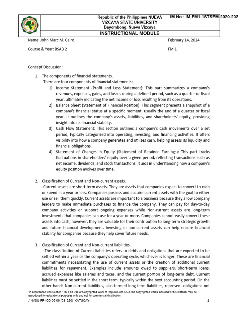 FM Activity Feb 14 Concept Map | PDF | Equity (Finance) | Stocks