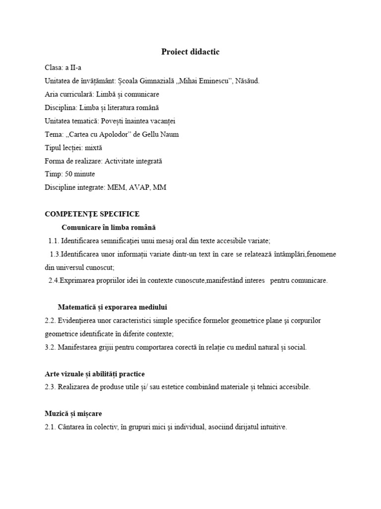 Cartea Cu Apolodor Proiect de Lectie | PDF