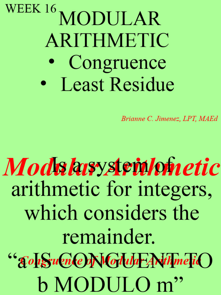 PPT - Modular Arithmetic and Its Applications | PDF | Secure ...