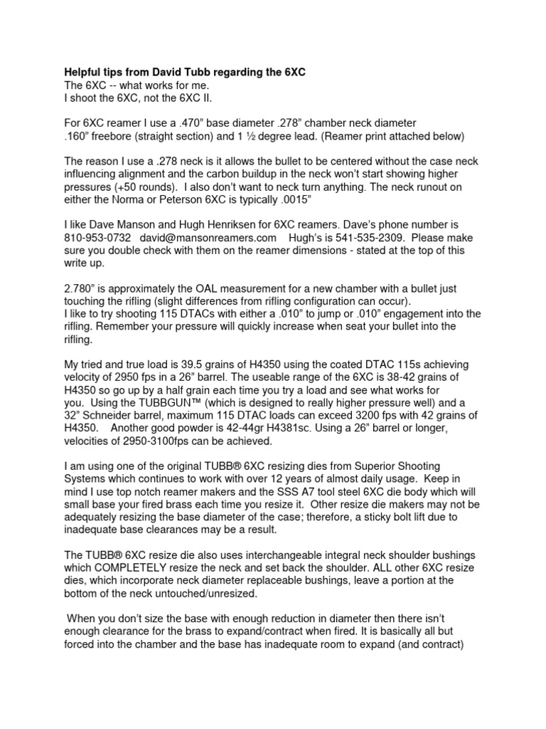 David Tubb's Recommendations For 6XC | Download Free PDF | Cartridge ...