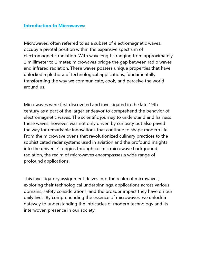 Introduction To Microwaves | PDF | Microwave | Energy Conservation