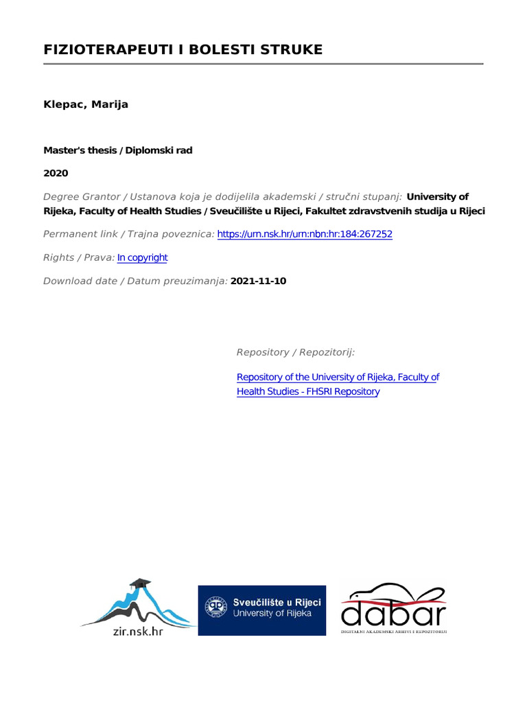Dipl Fizio Marija Klepac | PDF