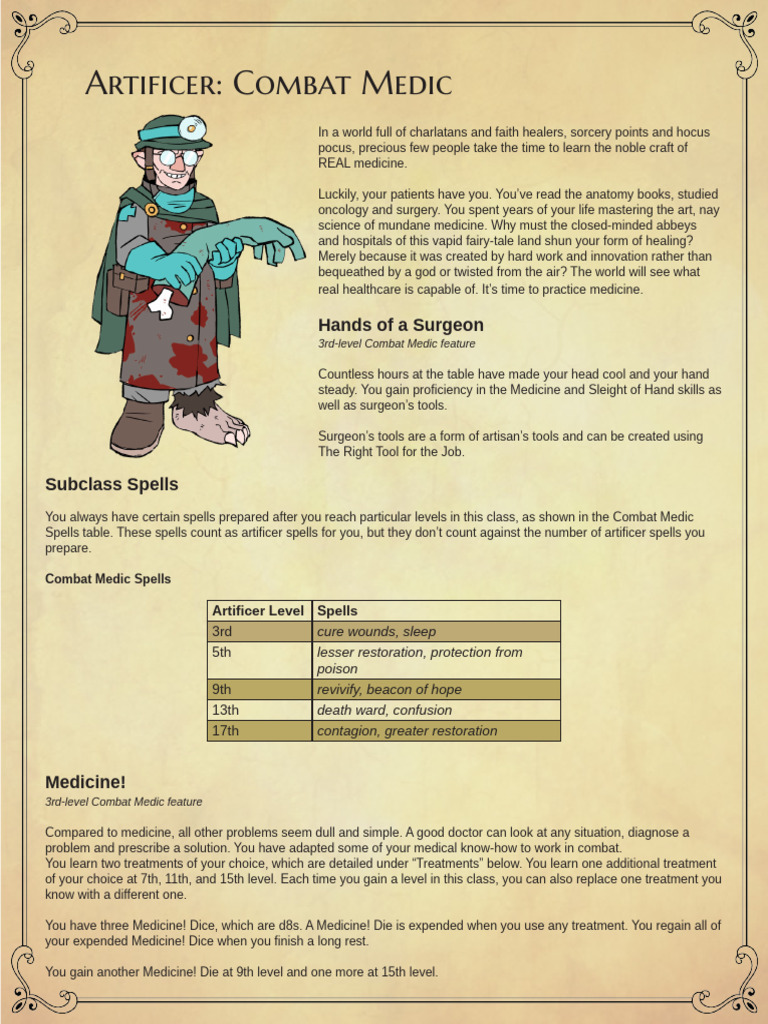 Artificer Combat Medic 1.0 | PDF | Medicine | Faith Healing