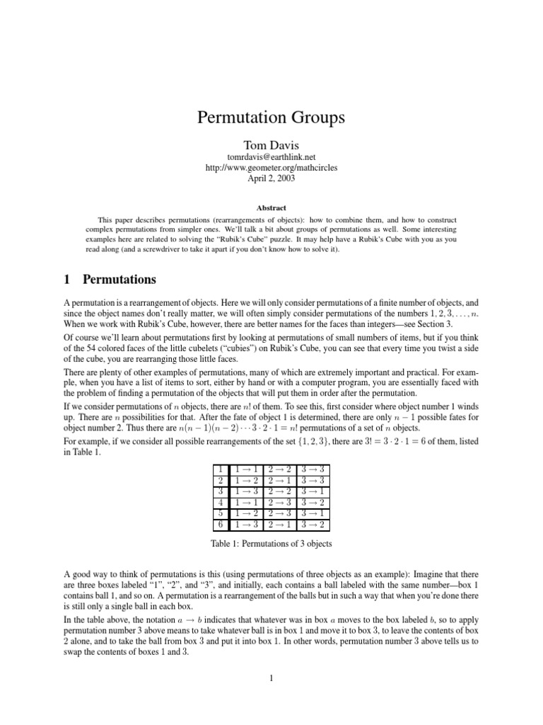 Permutation Groups Permutation Group Mathematics