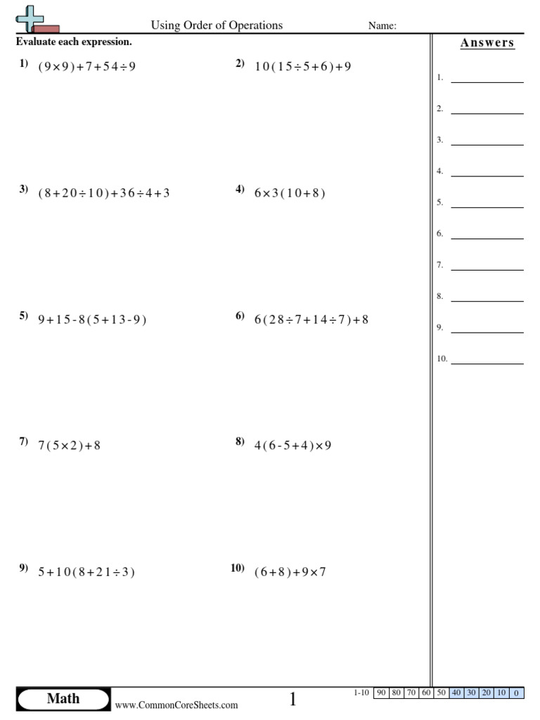 Order of Operations Answer Key | PDF | Computer Programming | Mathematics