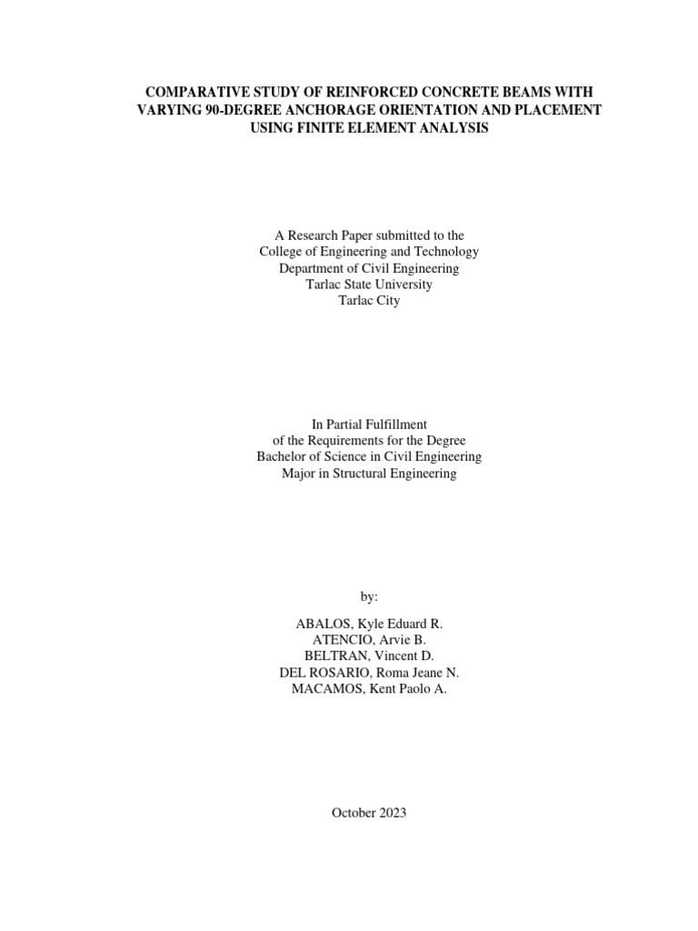 Comparative Study of 90° Anchorage in Beams | PDF | Reinforced Concrete ...