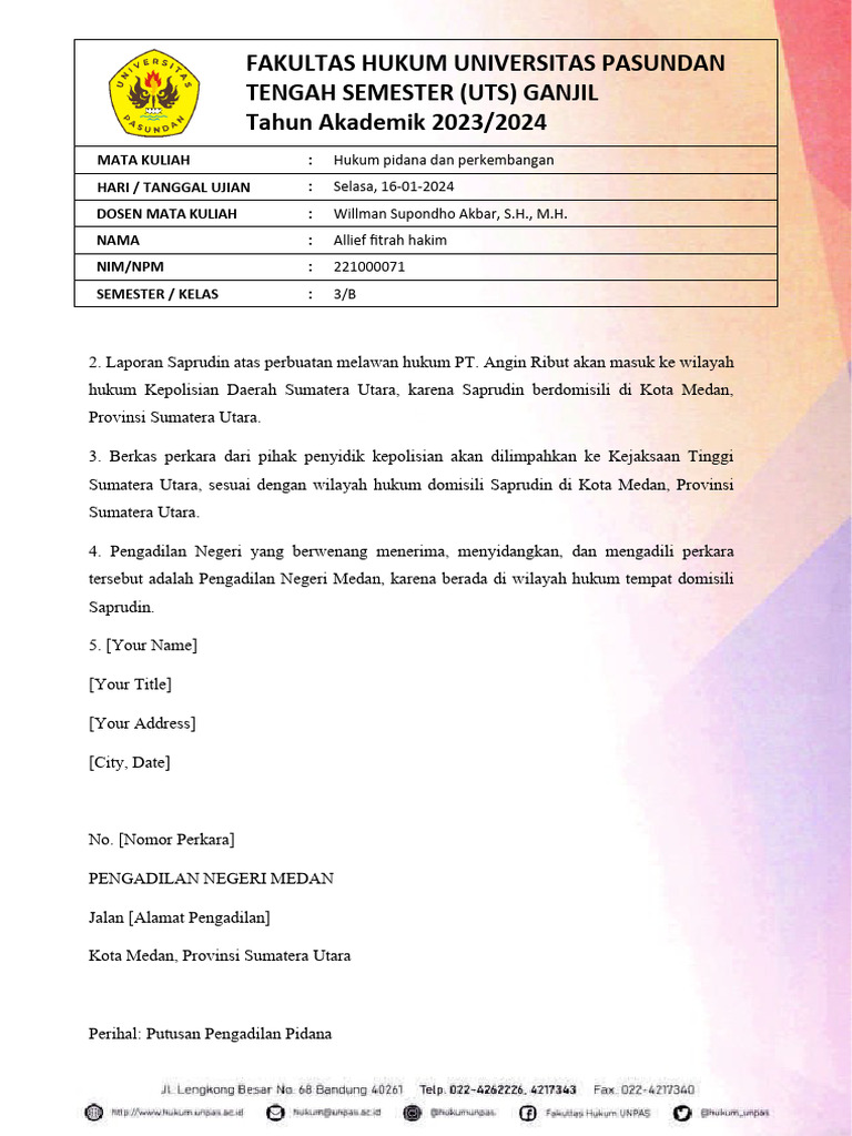 Putusan Hukum PT. Angin Ribut di Medan | PDF | Hukum