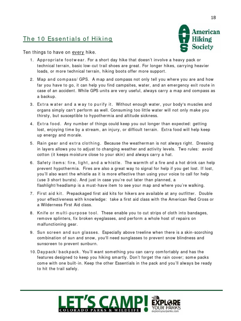Essential Hiking Gear Checklist | PDF | Hiking | Backpack