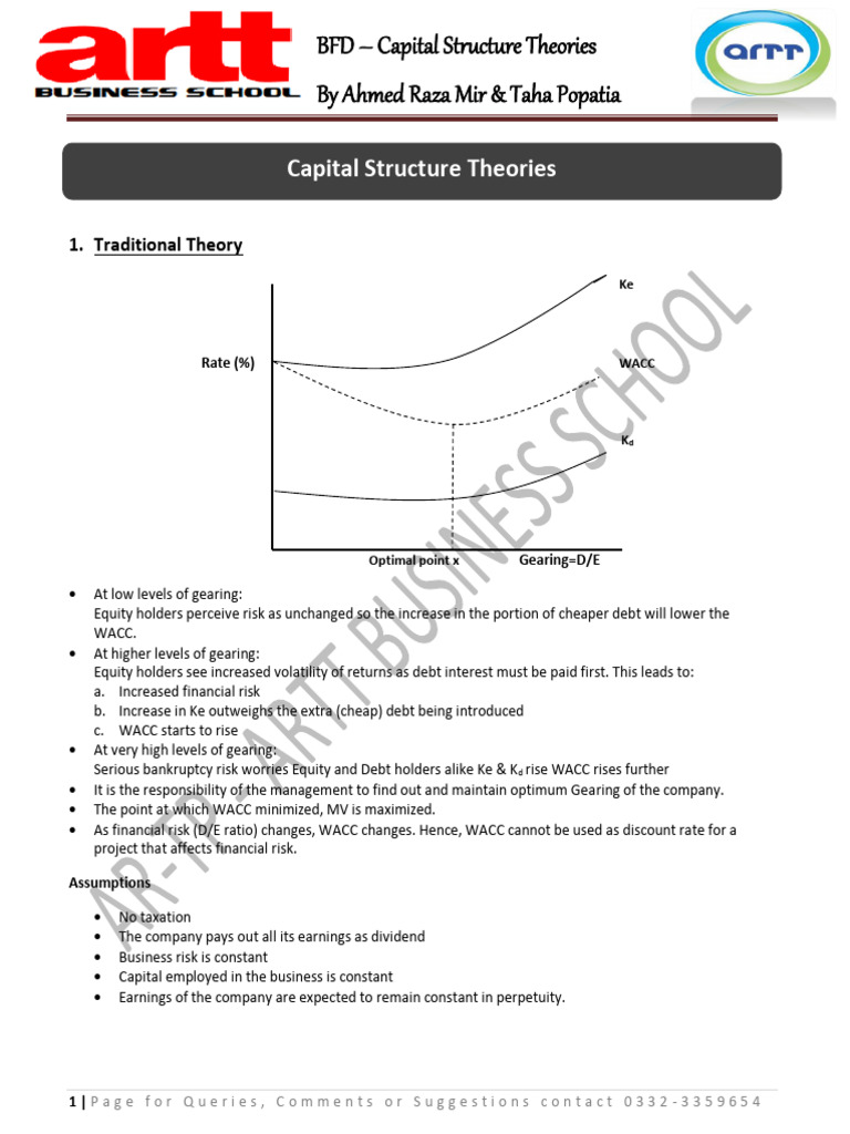 BFD Capital Structure Theories | PDF | Capital Structure | Corporations