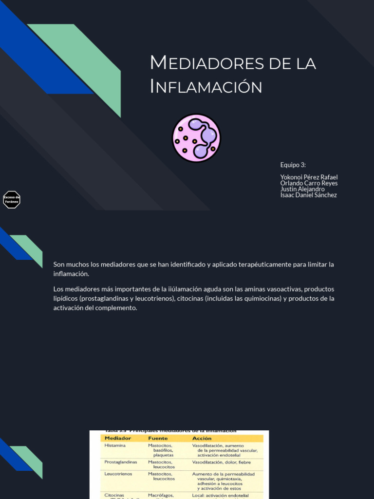 Mediadores de La Inflamación | PDF | Inflamación | Inmunología