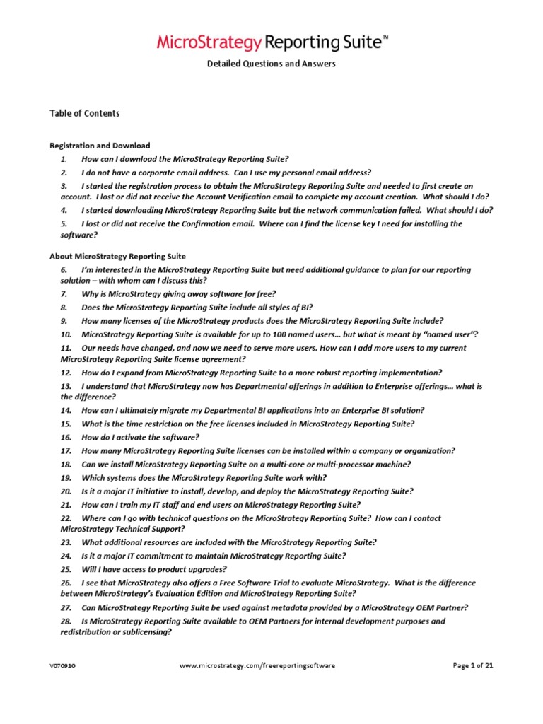 Micro Strategy Reporting Suite FAQ | PDF | Databases | Email
