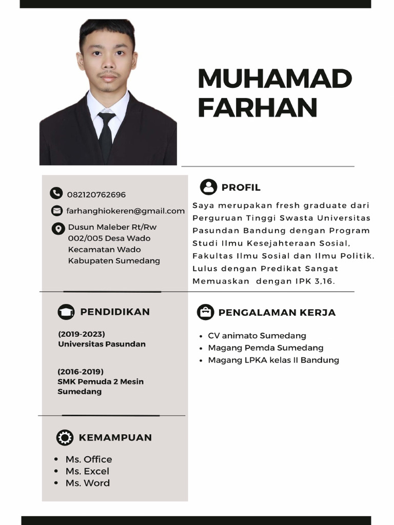 CV Muhamad Farhan | PDF
