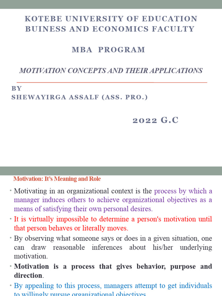 4 Motivation Concepts and Their Applications | PDF | Motivational ...