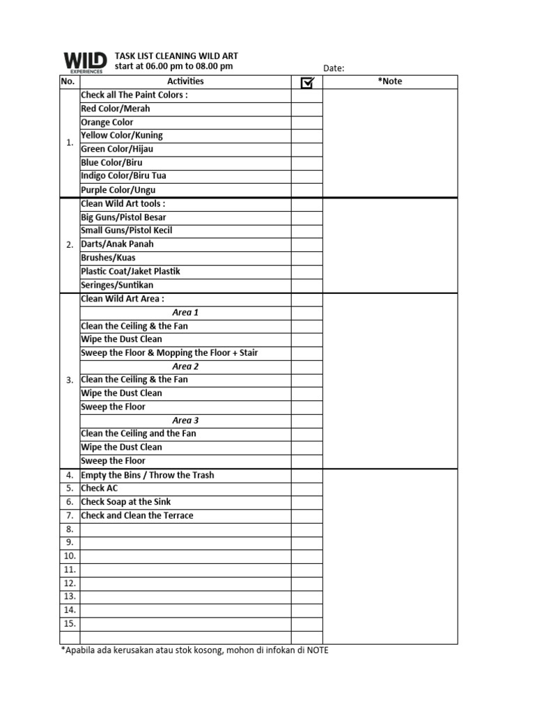 Cleaning Task List | PDF | Home | Domestic Implements