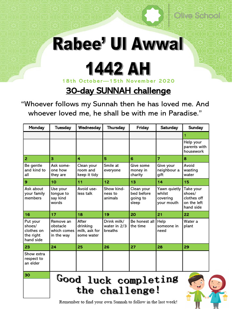 30 Day Sunnah Challenge | PDF