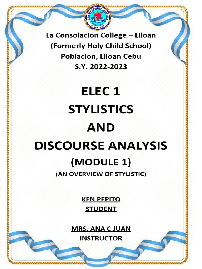 Elec 1 Stylistics and Discourse Analysis Module 2 | PDF
