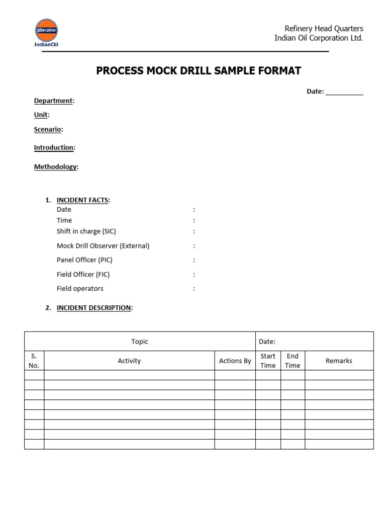 Mock Drill Report New Format | PDF