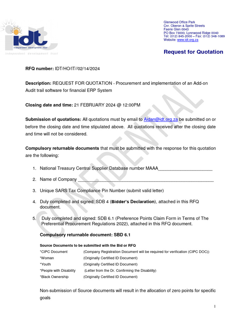 REQUEST FOR QUOTATION - Procurement and Implementation of An Add-On ...