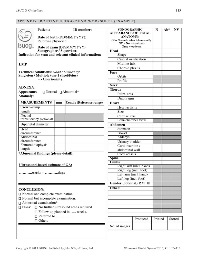 ISUOG Practice Guidelines - Performance of Firsttrimester Fetal ...