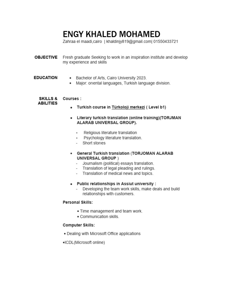 Engy Khaled Mohamed CV-1 | PDF