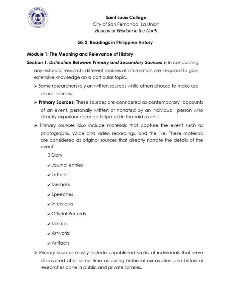 2021 Lesson 1 - Primary and Secondary Sources | PDF | Primary Sources ...