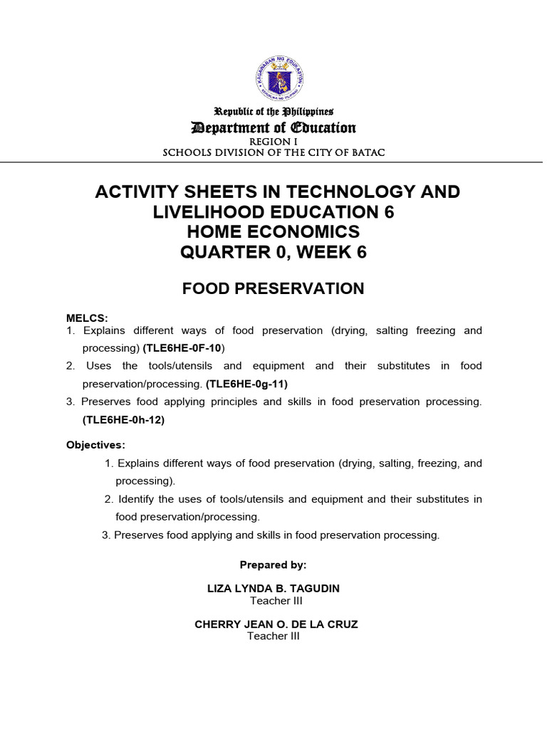 3.TLE 6 HE Week 6 Final | PDF | Food Preservation | Vegetables