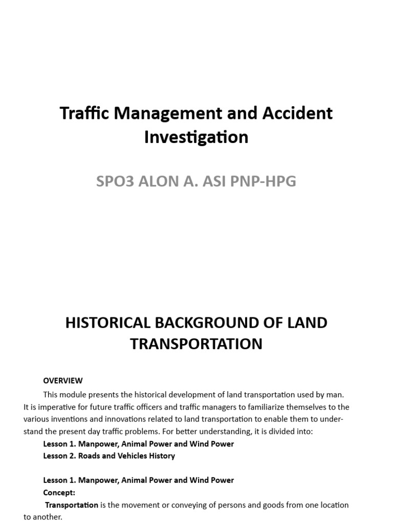 Traffic Management and Accident Investigation | PDF | Traffic | Wheel