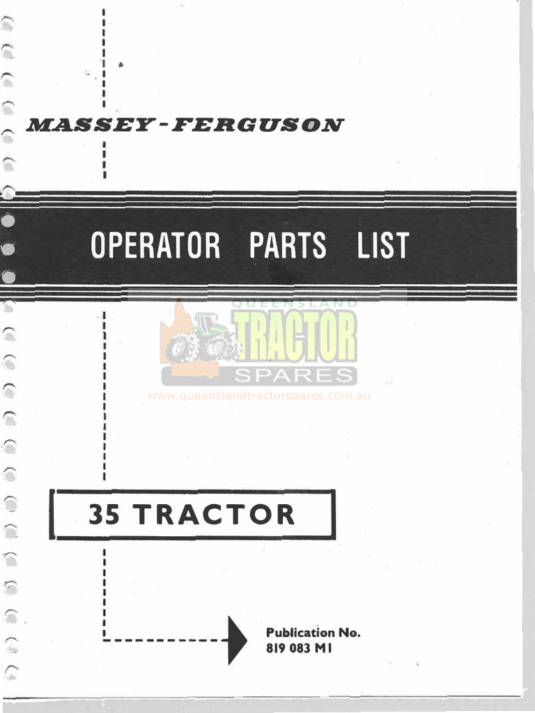 Massey Ferguson 35 Parts Catalogue | PDF | Vehicle Technology | Engine ...