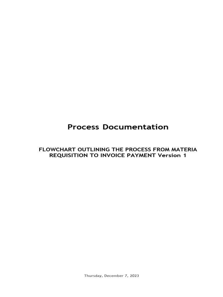 Flowchart Outlining The Process From Material Requisition To Invoice ...