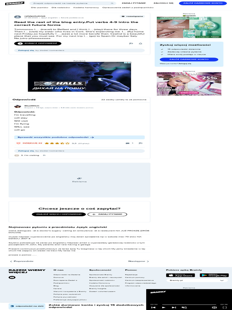 Read The Rest of The Blog Entry - Put Verbs 4-9 Intro The Correct ...