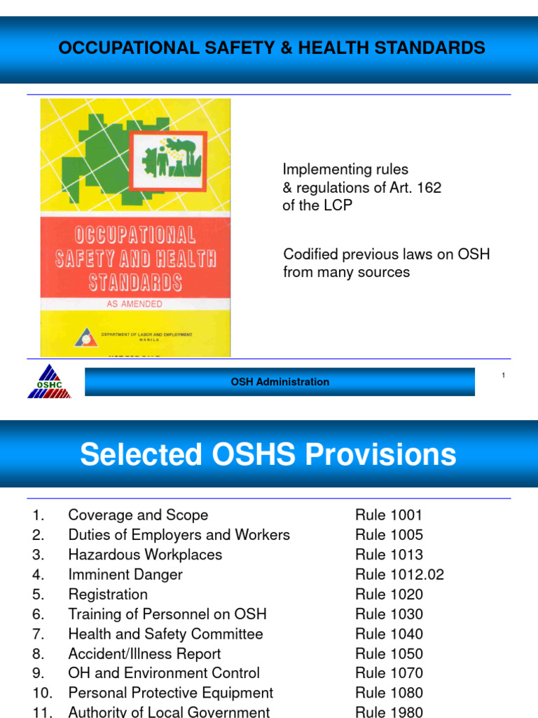 3.OSH_Standards | PDF | Occupational Safety And Health | Safety