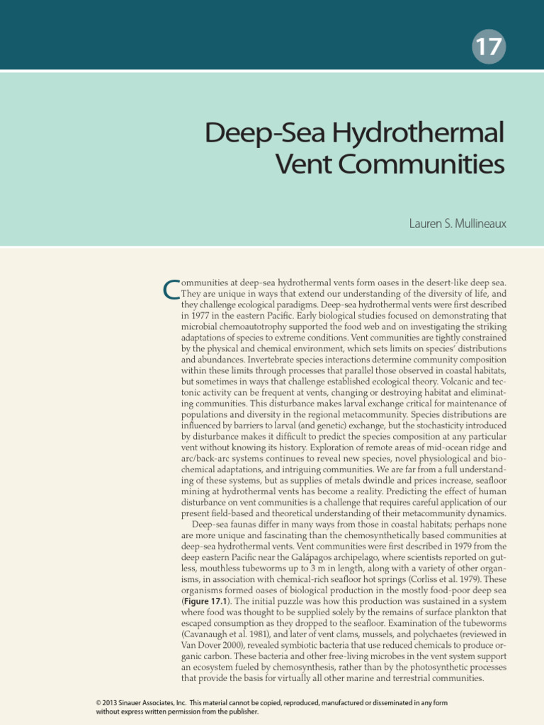 Deep-Sea Hydrothermal Vent Communities | PDF