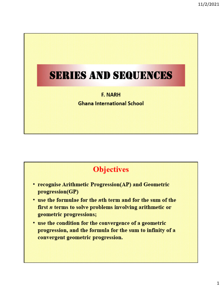 Slides Series and Sequence | PDF | Sequence | Numbers