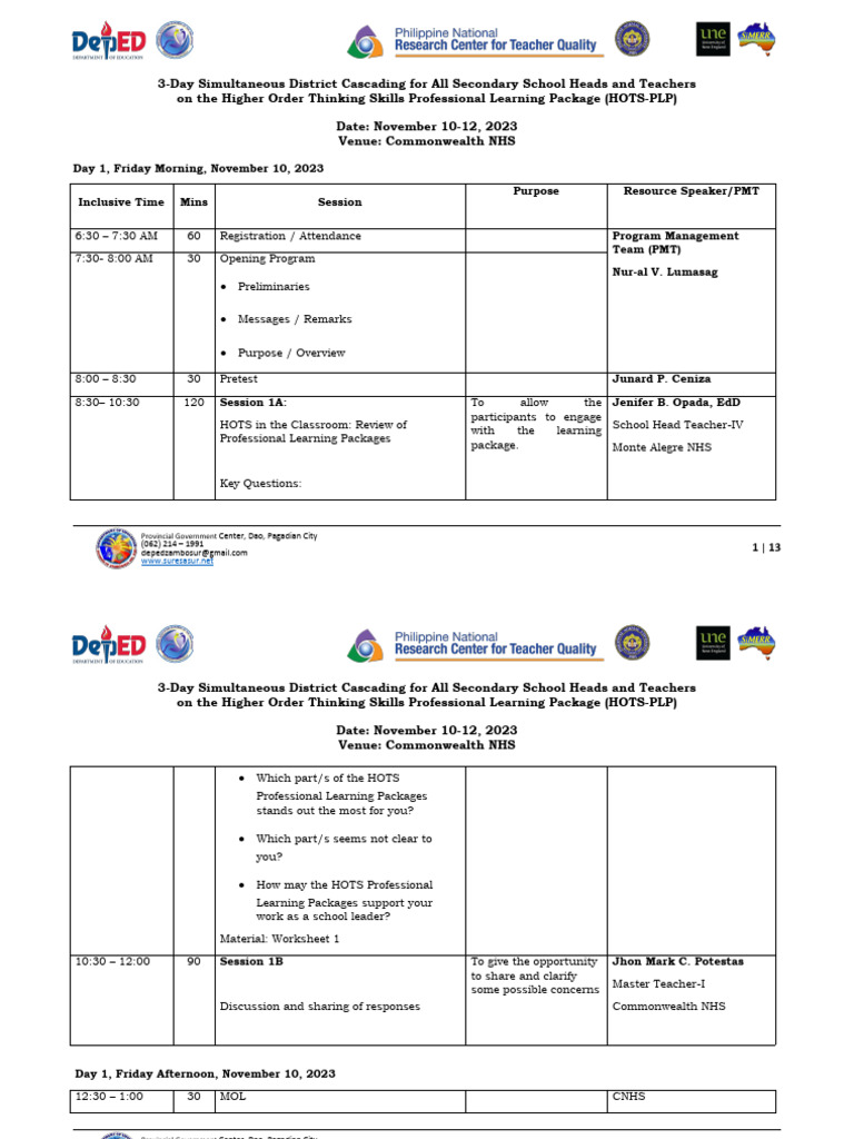 HOTS-PLP Training for Educators | PDF | Learning | Cognition