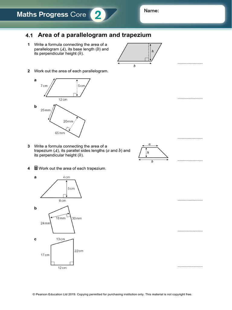 4.2 Area of Parallelogram and Trapezium | PDF | Area | Geometric ...
