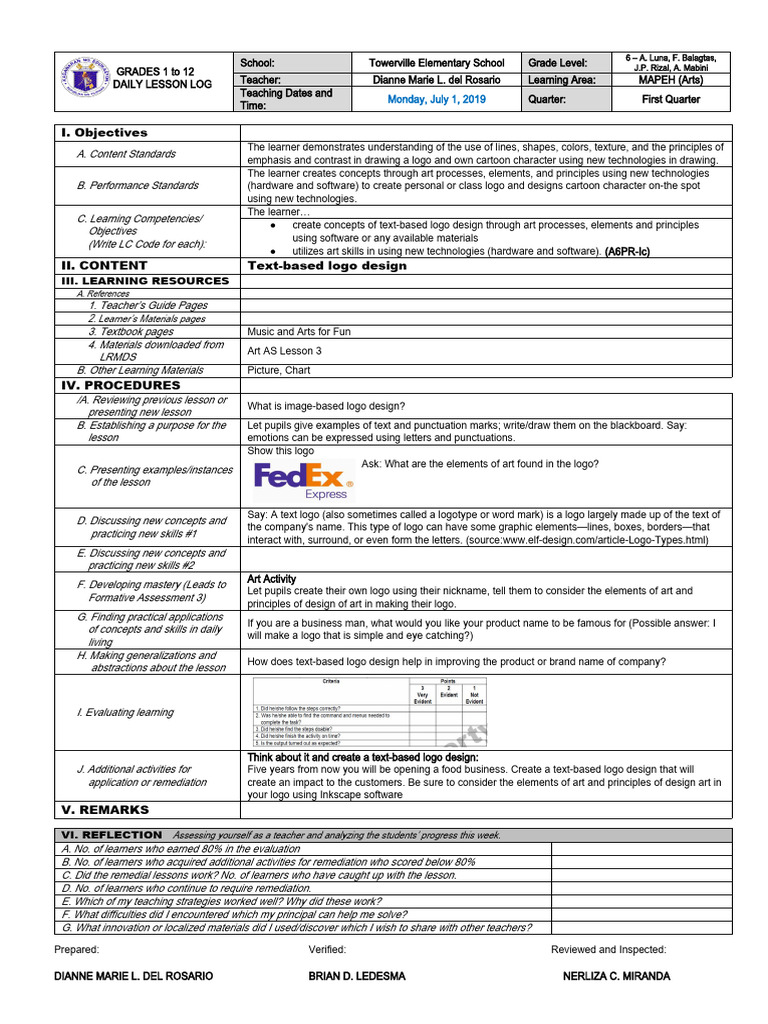 Grade 6 DLL - Q1 - W5 (MAPEH) | PDF | Comics | Learning