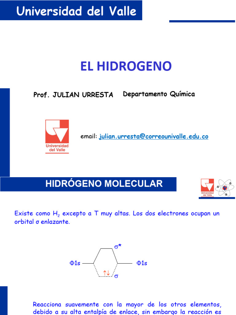 HIDROGENO | PDF | Compuestos químicos | Enlace covalente
