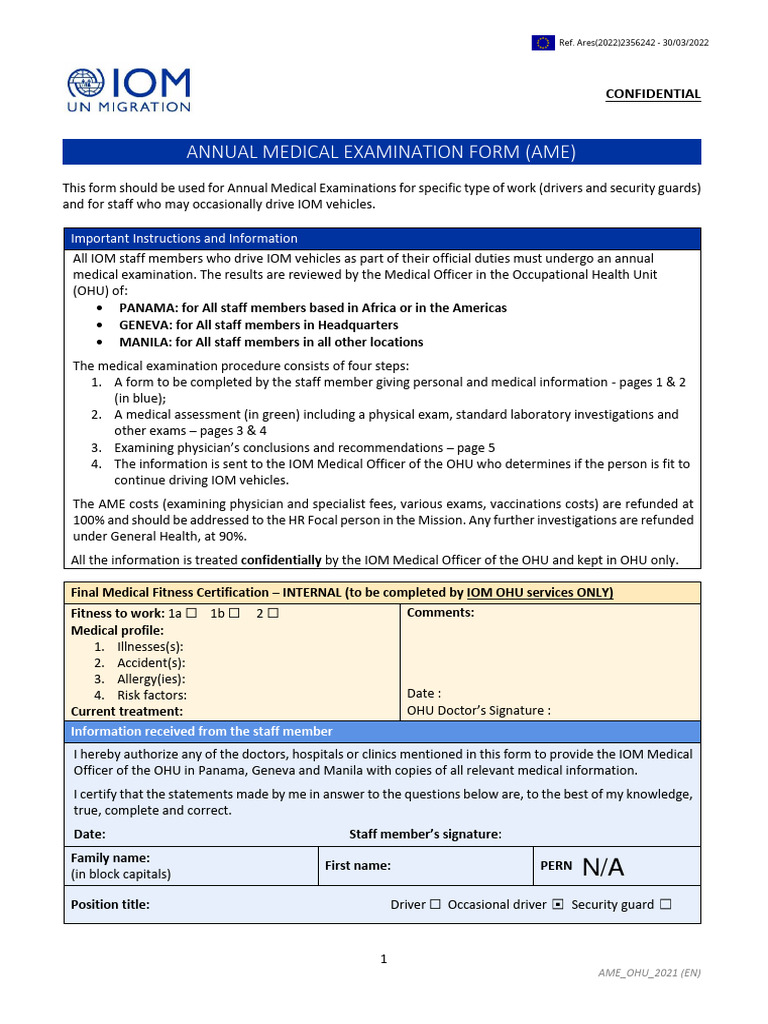 Annex V Annual Medical Examination AME Form | PDF | Blood Pressure | Pulse