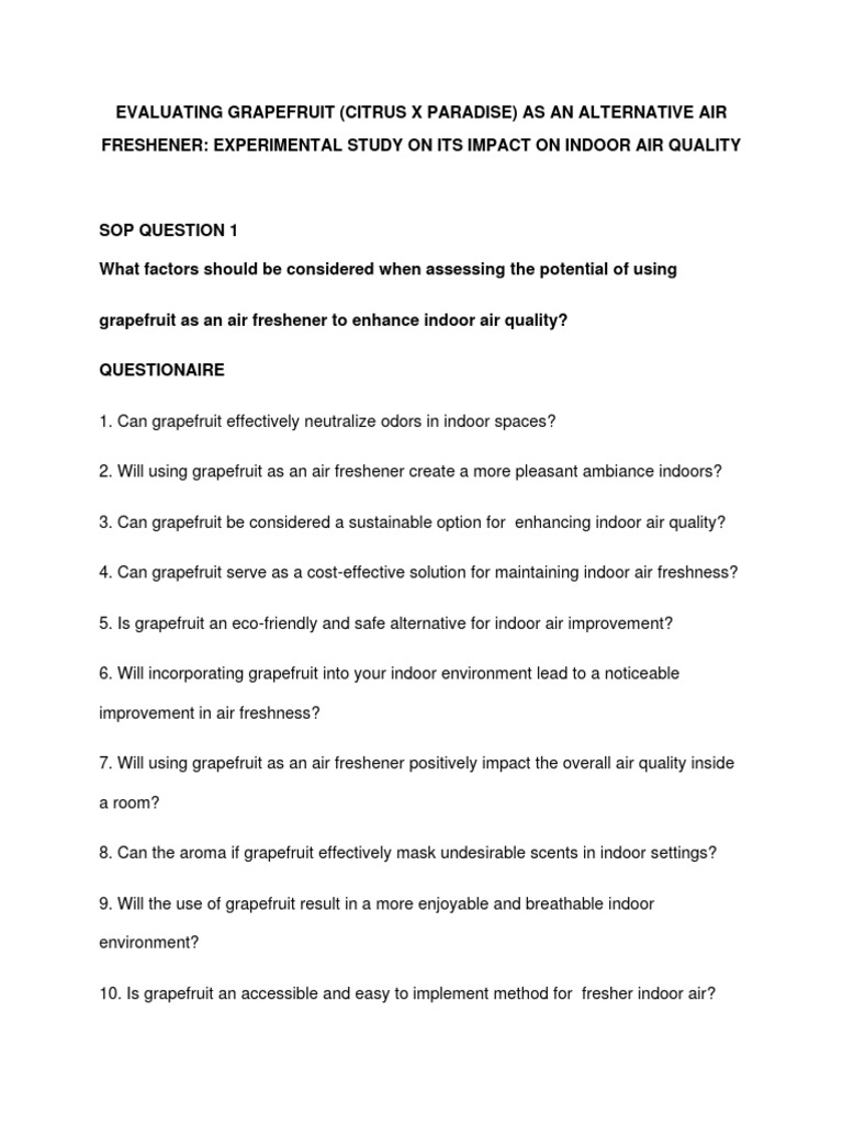 Group 10 - Research Instrument-Questions | Download Free PDF | Odor ...