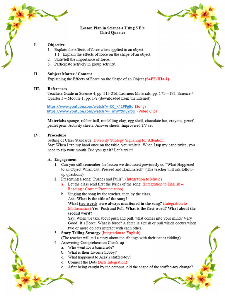 4th Grade Science Lesson on Force Effects | PDF | Force | Lesson Plan
