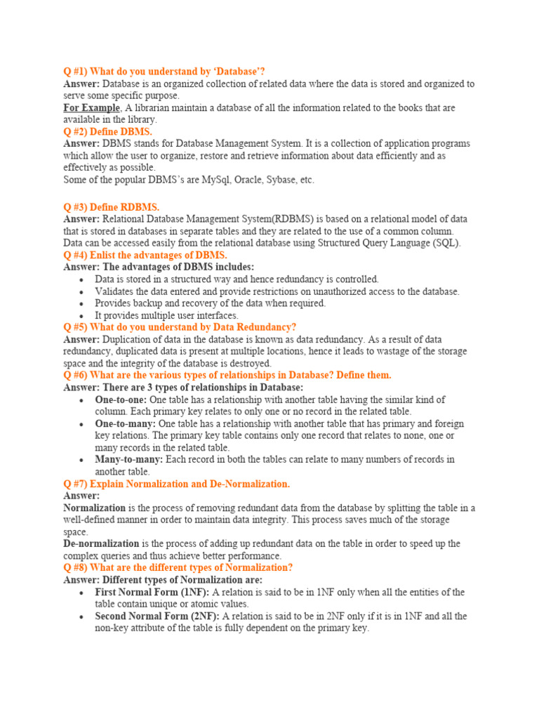 Important Questions | PDF | Relational Database | Databases Important Questions | PDF | Relational Database | Databases