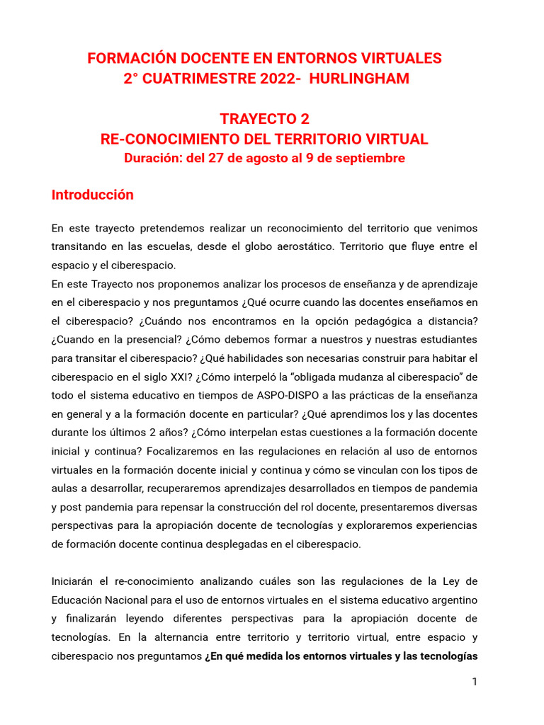 Hoja de Ruta 2C 2022 - Trayecto 2 - Reconcimiento Del Territorio ...